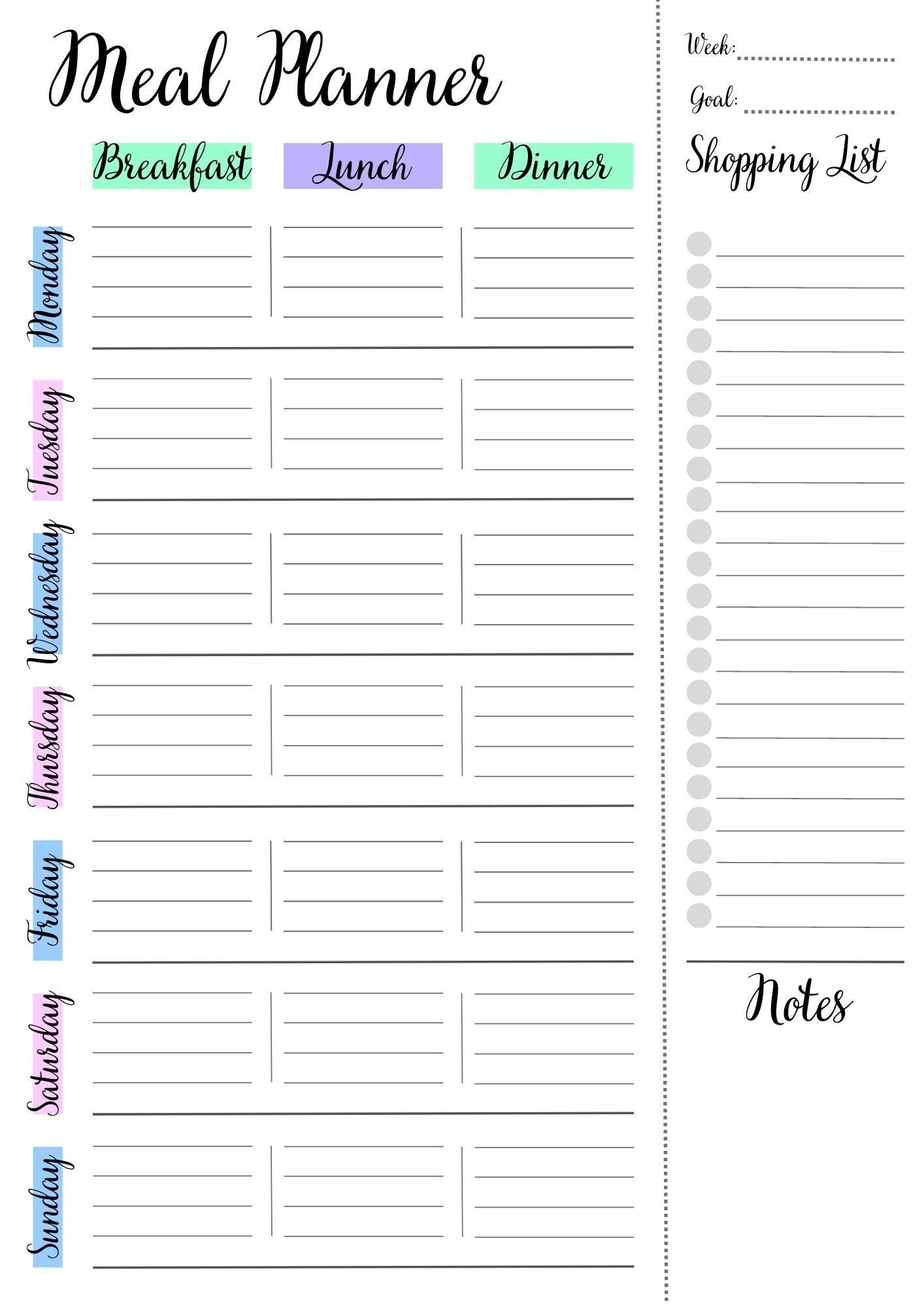 Editable Meal Planner, Grocery List, Kitchen Inventory - Etsy