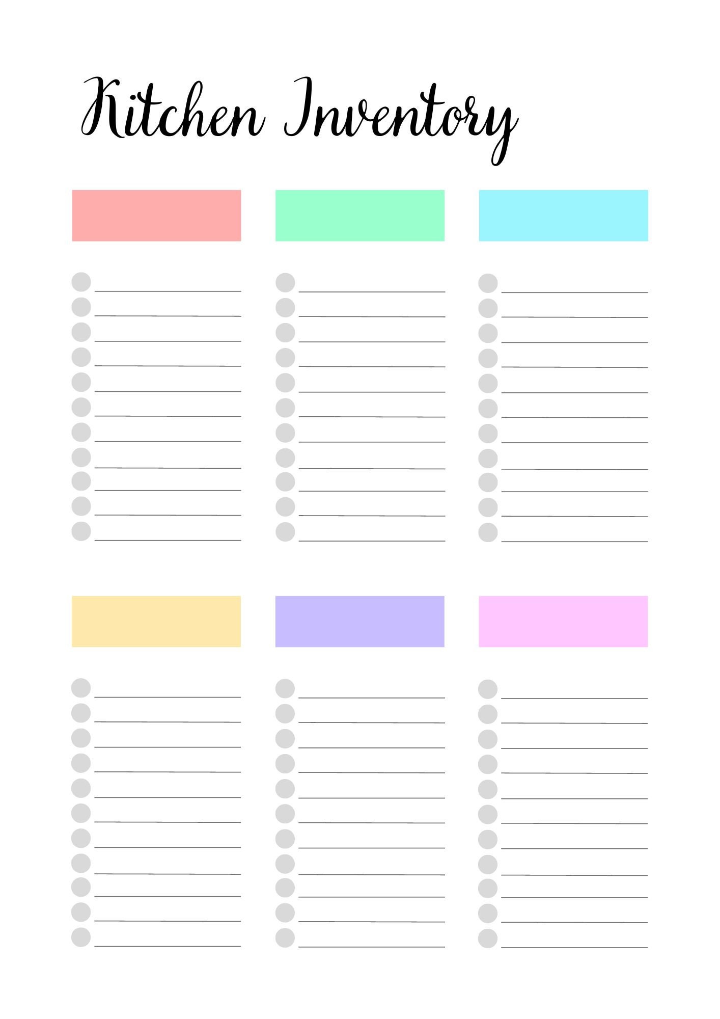 Editable Meal Planner, Grocery List, Kitchen Inventory - Etsy