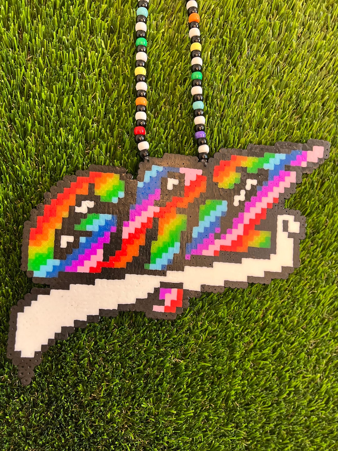 GRIZ RAINBOW Perler Rave Trippy Large Plur Festivals Perler Necklace ...