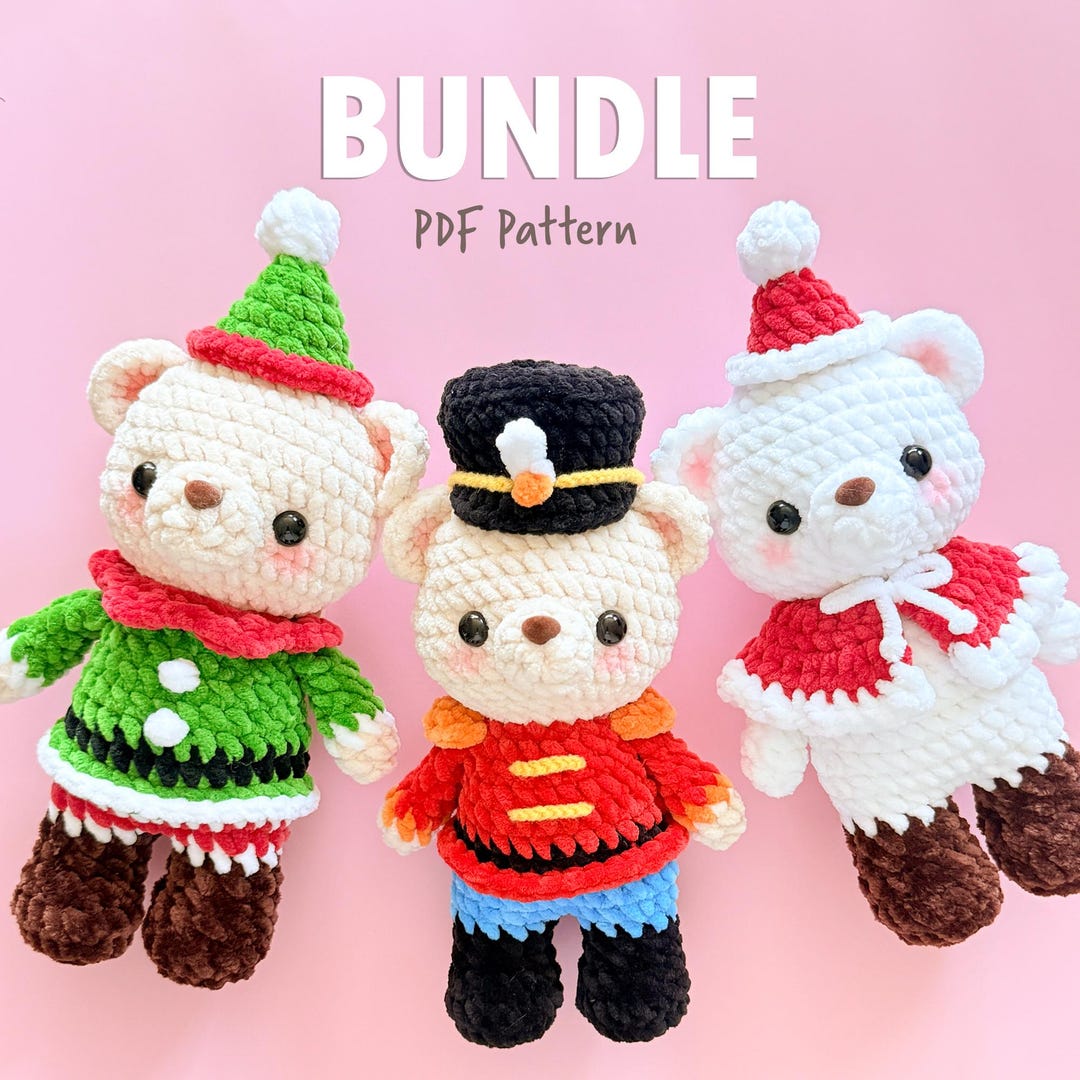 Crochet Christmas Bear 3 in 1 Pattern Bundle - Christmas Holiday ...