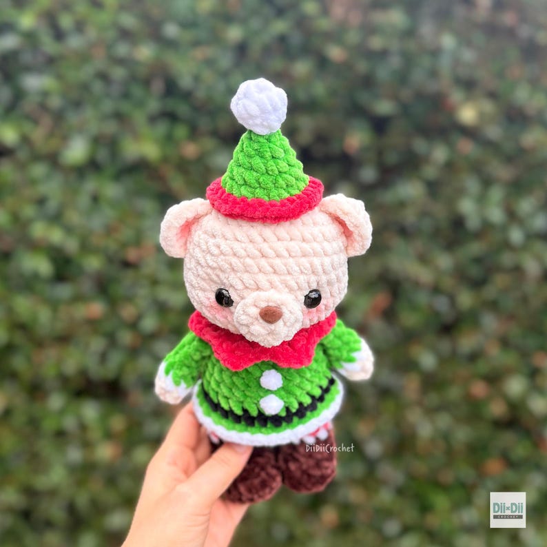 Elf Bear Crochet Pattern - Christmas Holiday Amigurumi Tutorial PDF - Etsy