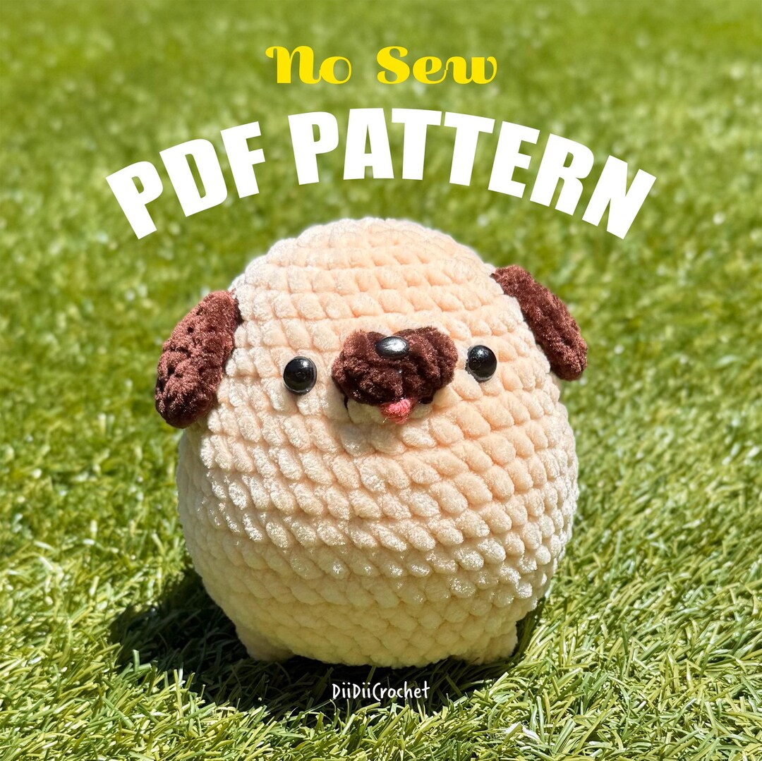 No Sew Pug Crochet Pattern - Amigurumi Dog PDF - Easy Puppy Gift for ...