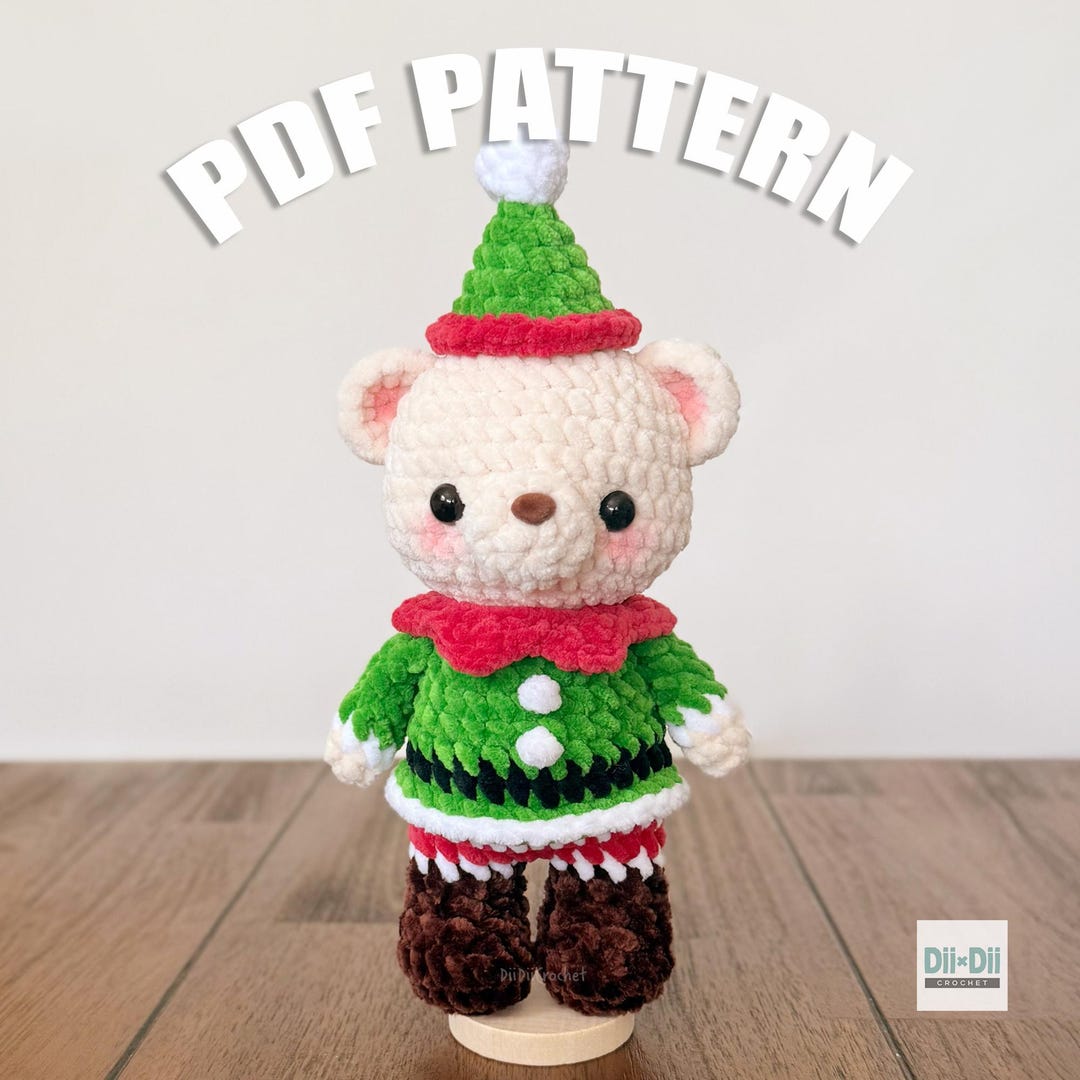 Elf Bear Crochet Pattern - Christmas Holiday Amigurumi Tutorial PDF - Etsy