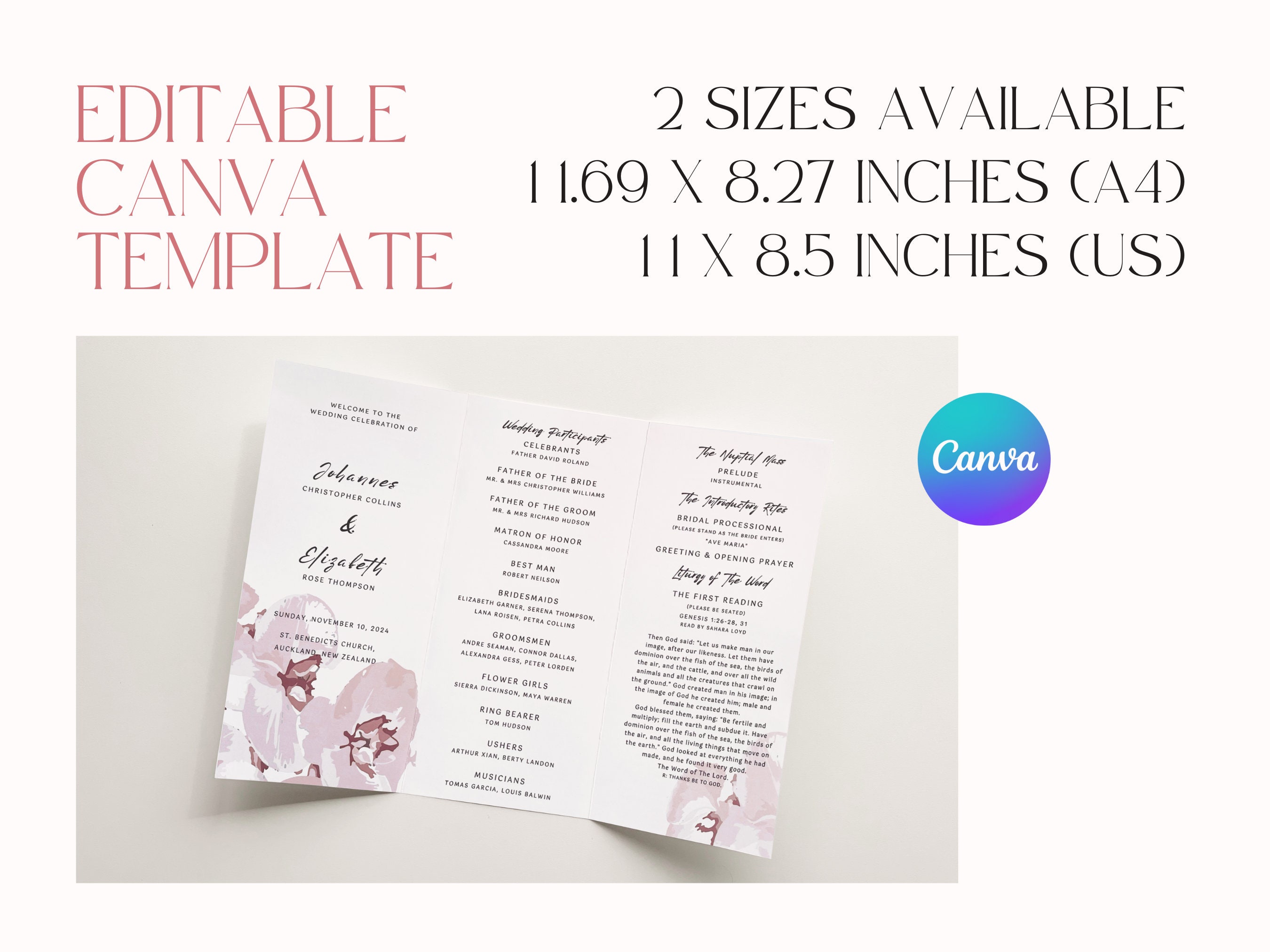 Catholic Wedding Program Template, Catholic Wedding Program, Church ...