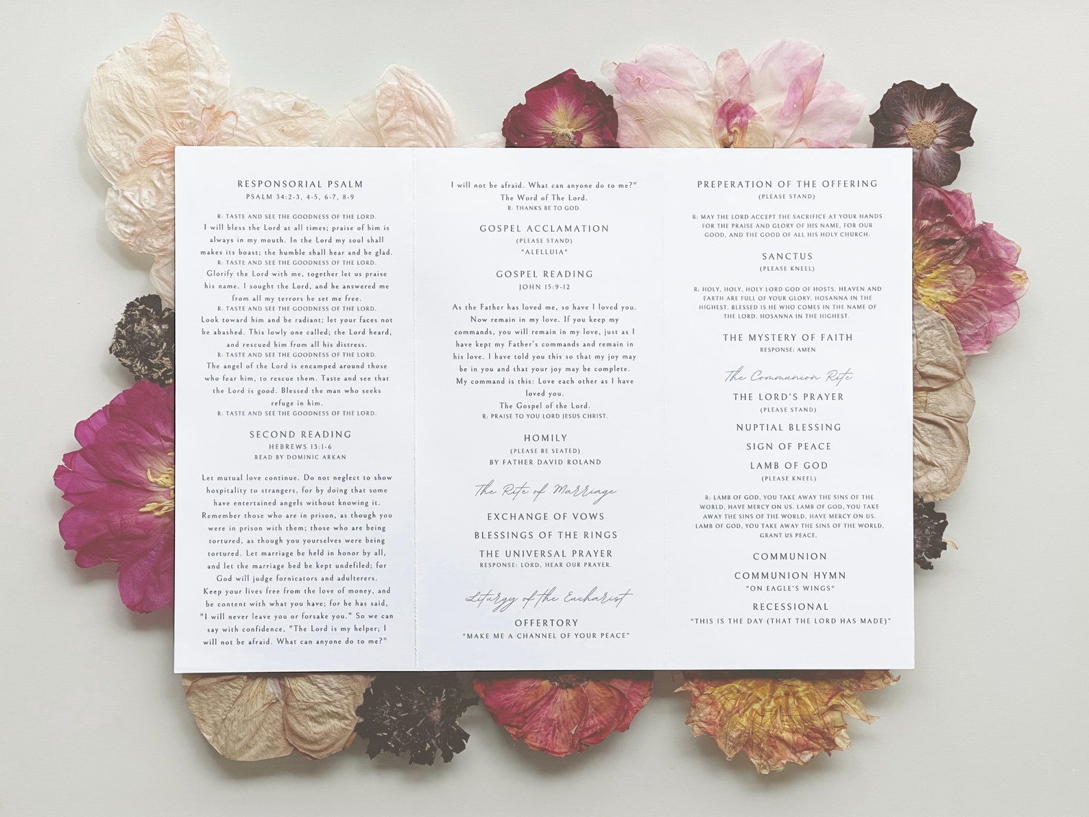 Catholic Wedding Program Template Catholic Wedding Program - Etsy