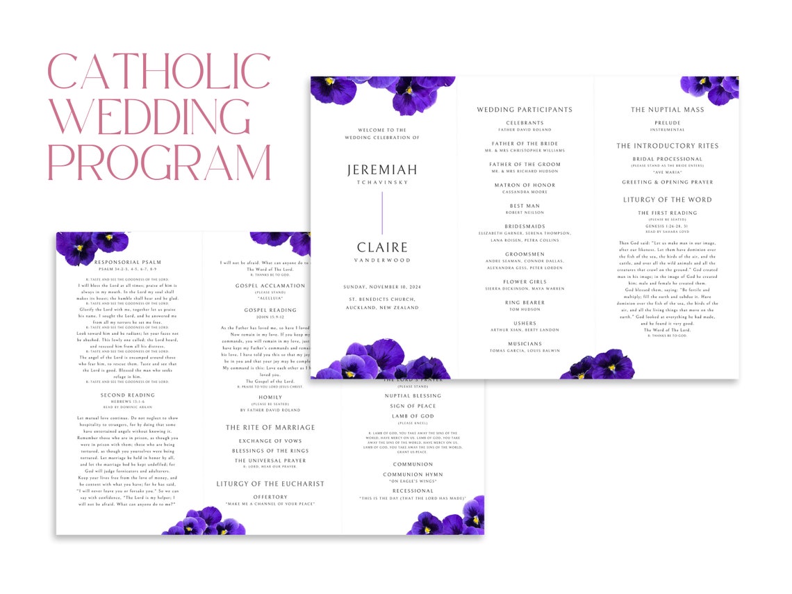 Catholic Wedding Program Template, Catholic Wedding Program, Church ...