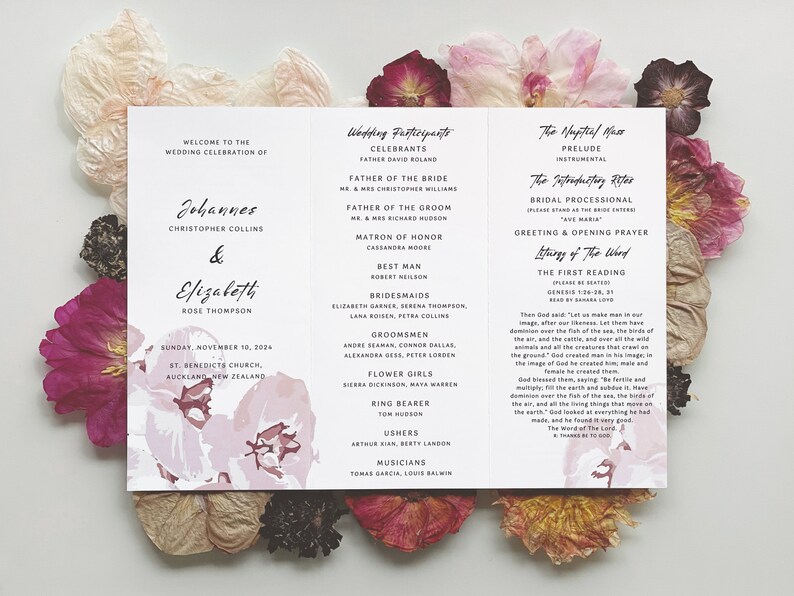 Catholic Wedding Program Template, Catholic Wedding Program, Church ...