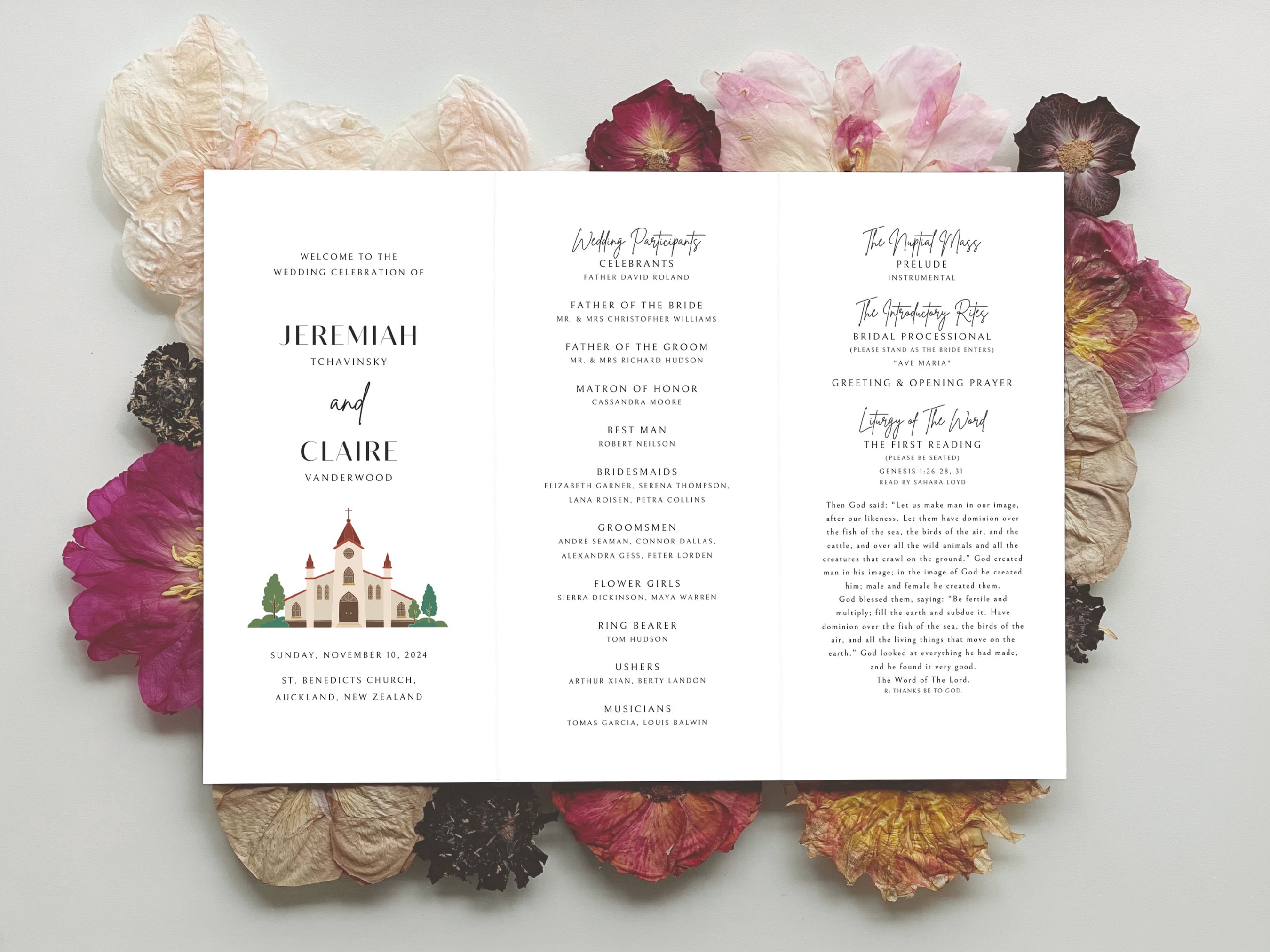 Catholic Wedding Program Template, Catholic Wedding Program, Church ...
