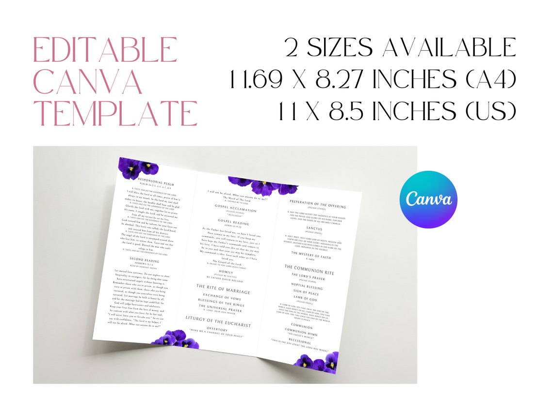 Catholic Wedding Program Template, Catholic Wedding Program, Church ...