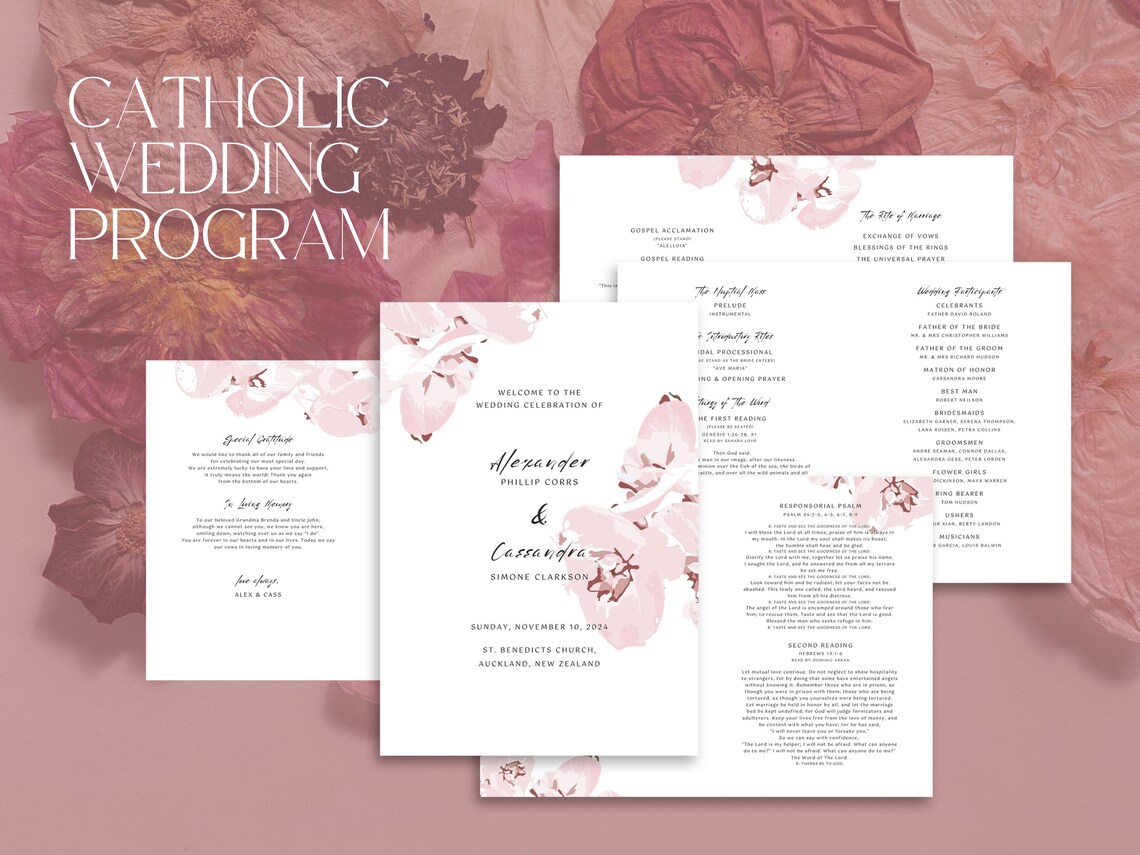 Catholic Wedding Program Template, Catholic Wedding Program, Church ...