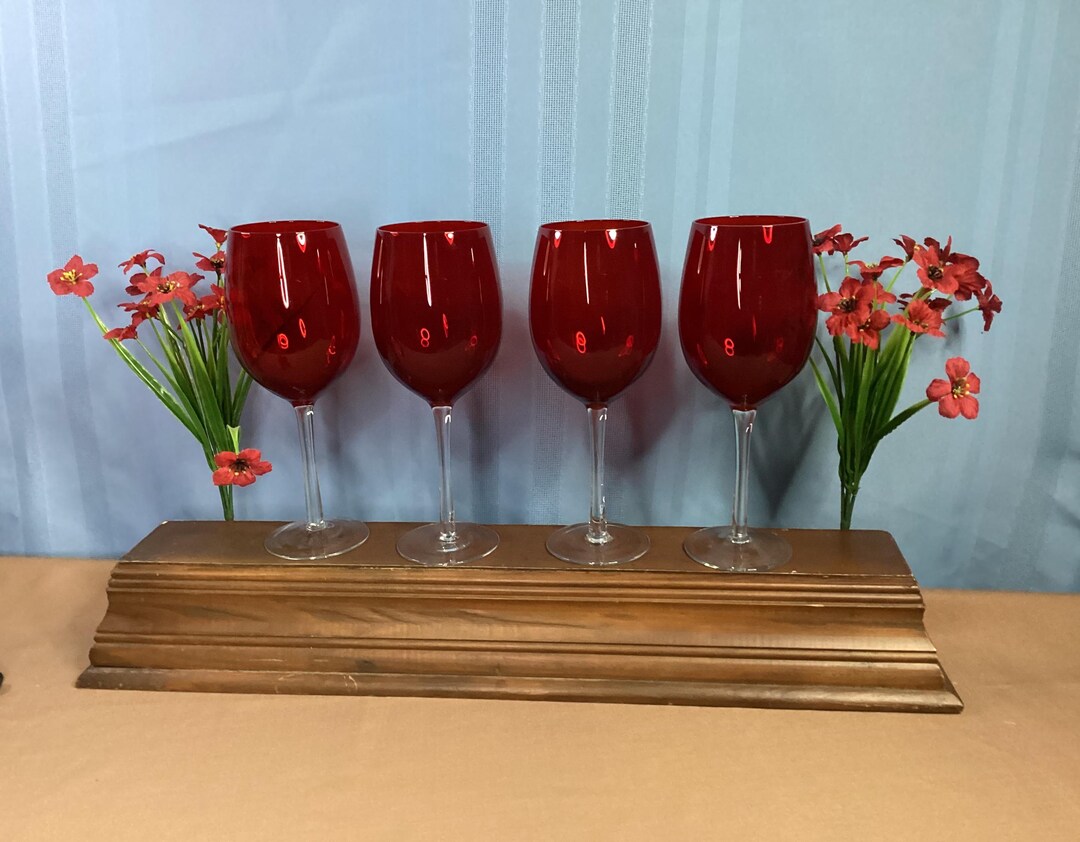 Vintage Crate & Barrel 'tilly' Red Wine Glasses - Set of 4 - Etsy