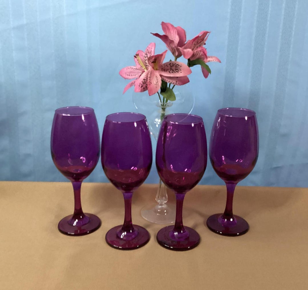 Vintage Cristar Retro Amethyst / Primrose Wine / Goblet Glasses - Set ...