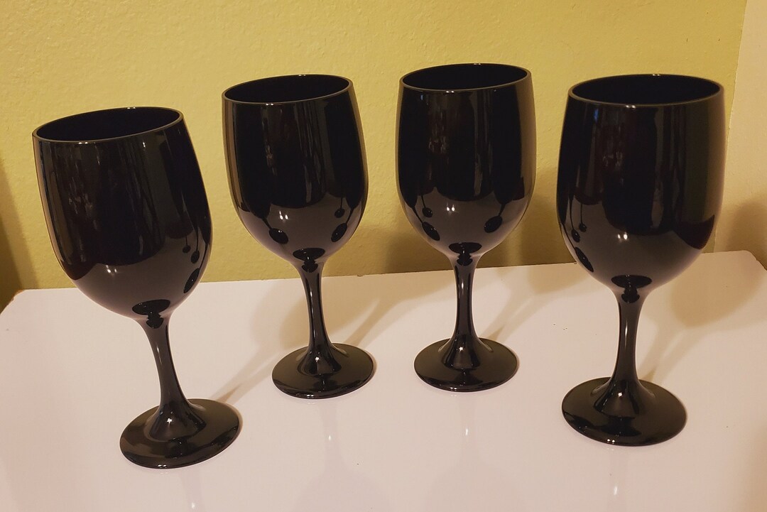 Libby Black Goblet Glasses Set of 4 - Etsy