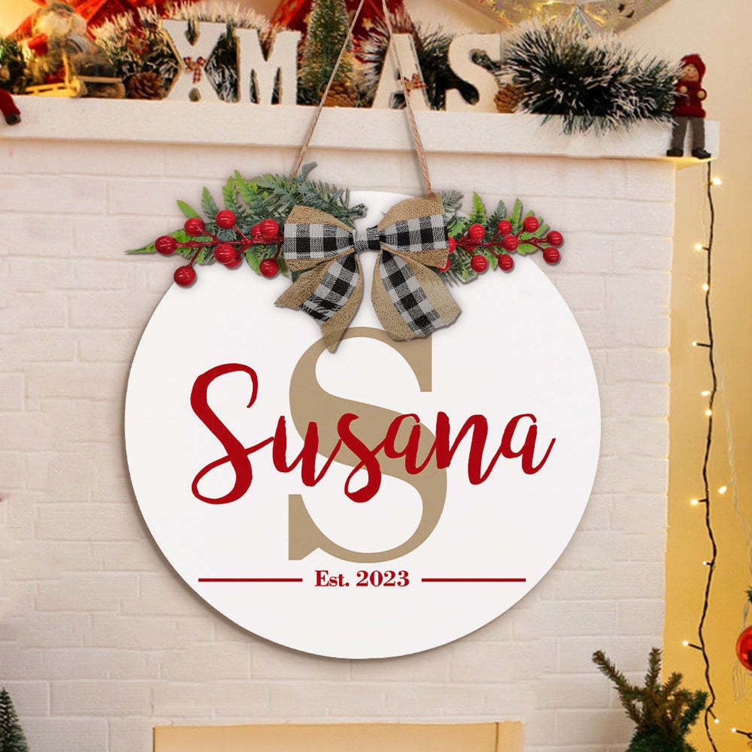 Personalized Wooden Last Name Sign Christmas Welcome Door Sign - Etsy