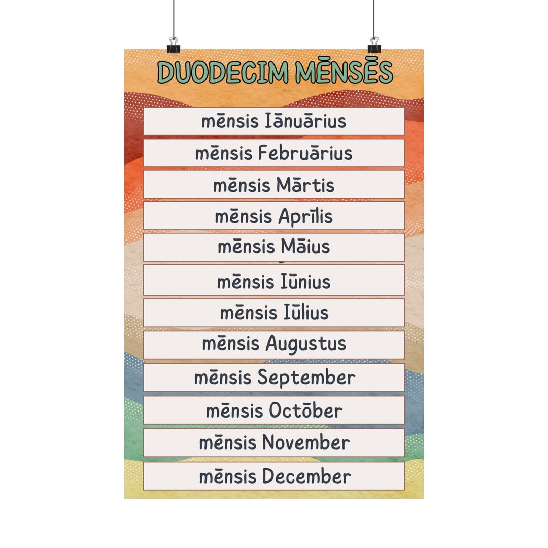 12 Months in Latin Poster, Classroom Art, Learning Latin, Ancient Rome ...