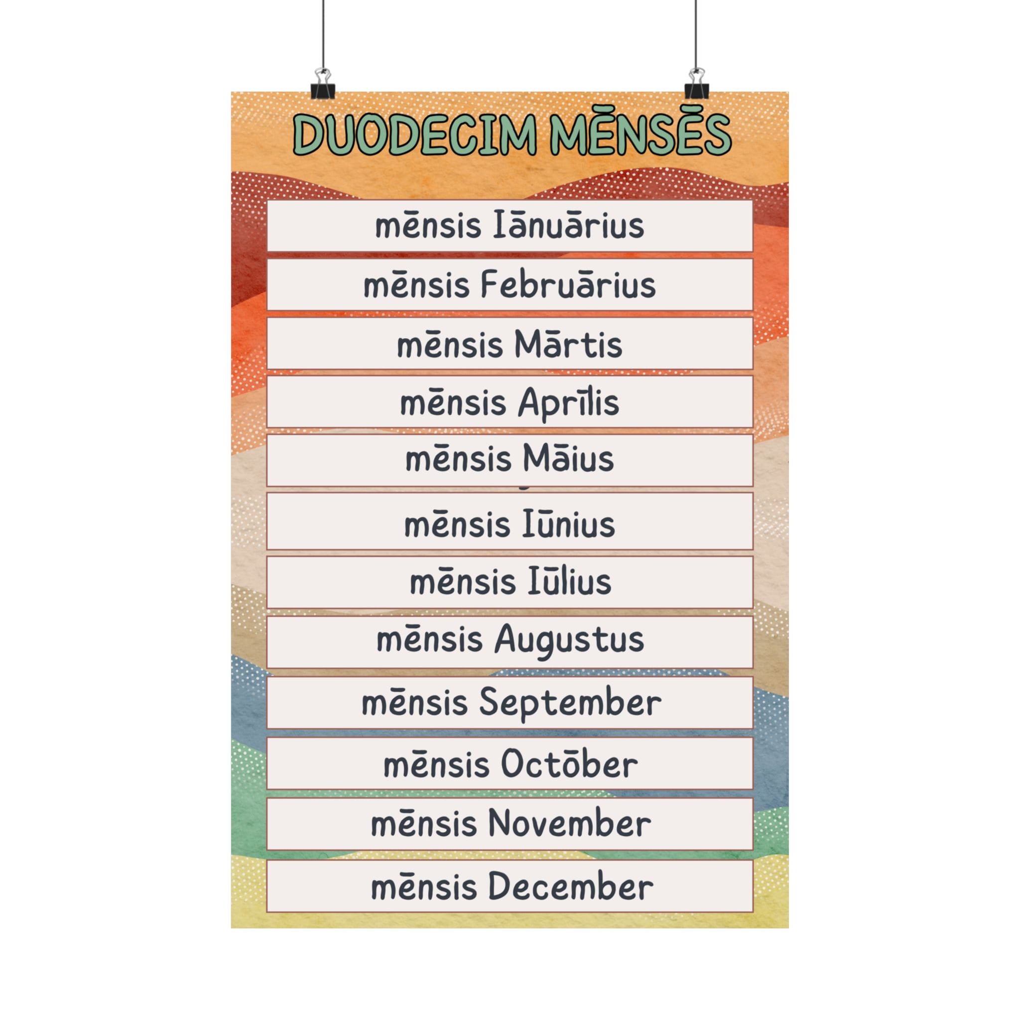 12 Months in Latin Poster, Classroom Art, Learning Latin, Ancient Rome ...