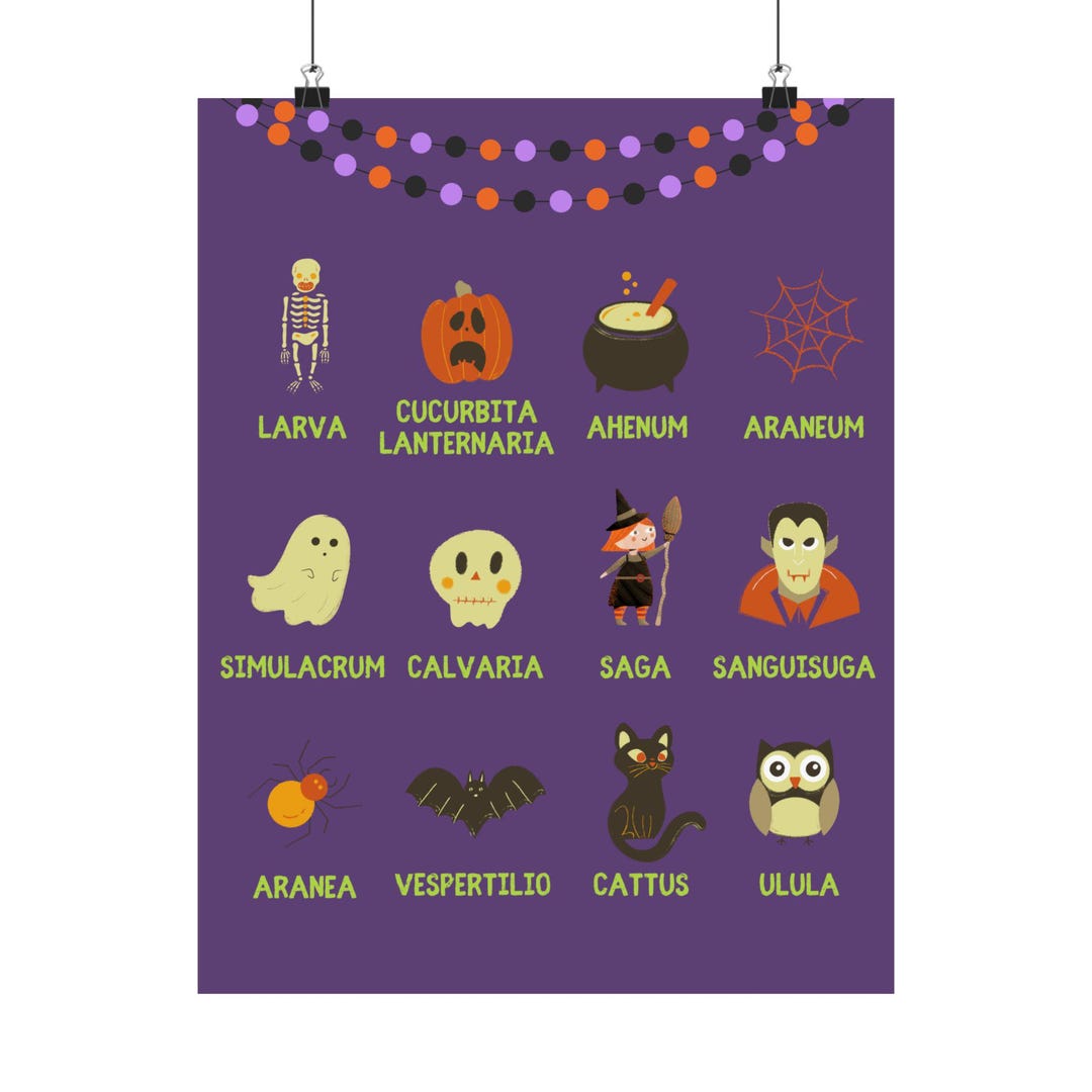 Spooky Halloween Words in Latin Poster, Classroom Art, Learning Latin ...