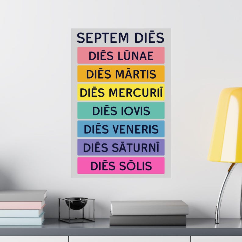 Days of the Week in Latin Poster, Classroom Art, Learning Latin ...