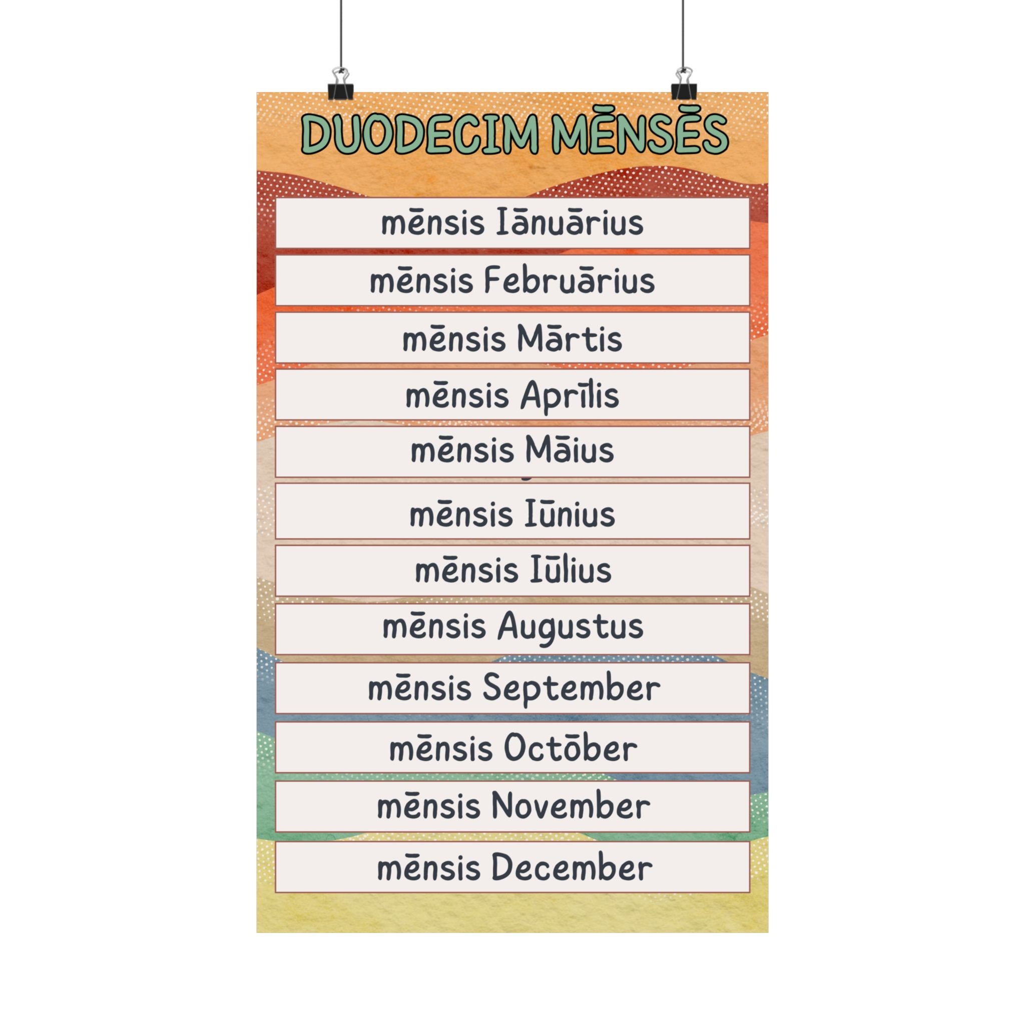 12 Months in Latin Poster, Classroom Art, Learning Latin, Ancient Rome ...