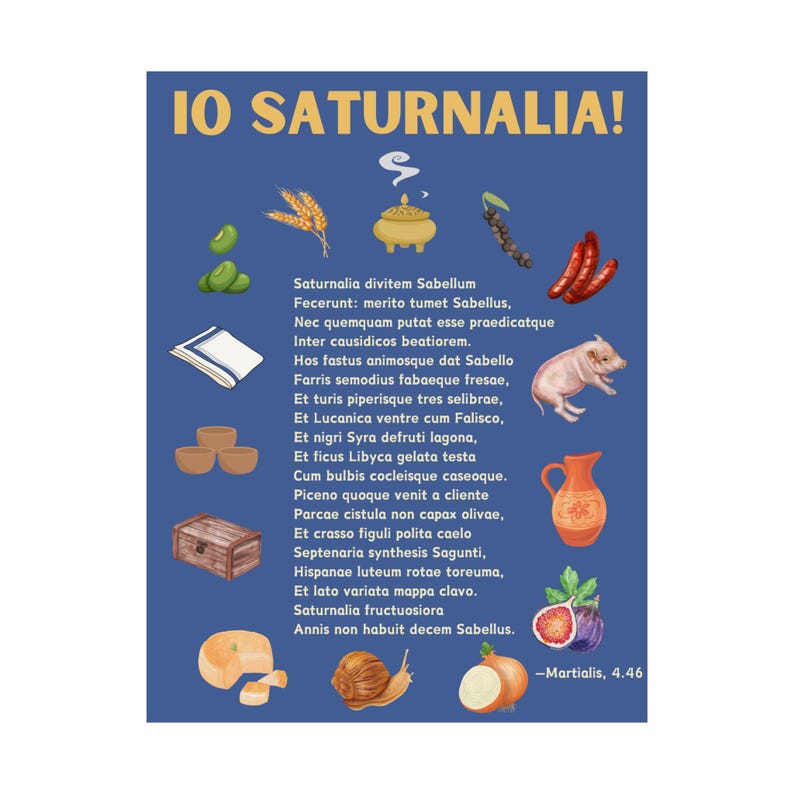 Roman Saturnalia Poster Featuring Martial's "saturnalia" Latin Epigram ...