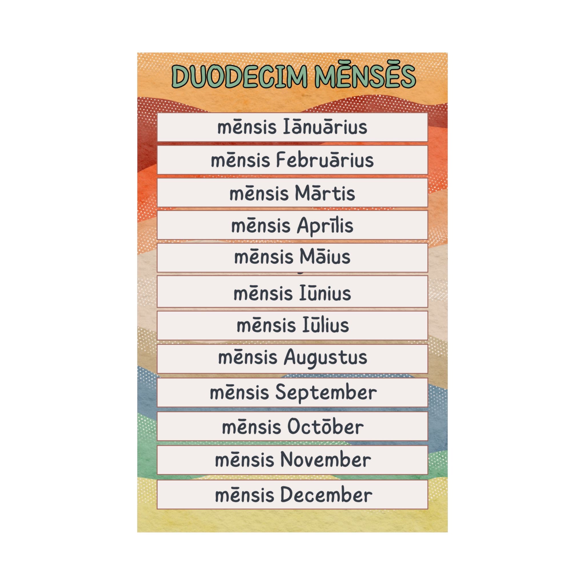 12 Months in Latin Poster, Classroom Art, Learning Latin, Ancient Rome ...