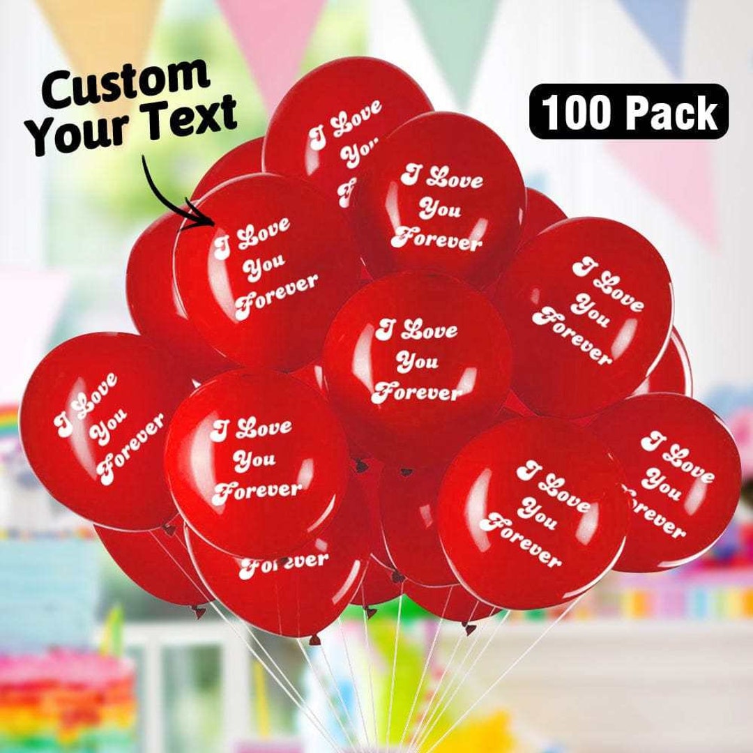 Personalised Balloons Latex Balloon Custom 100 Pack Birthday Party ...