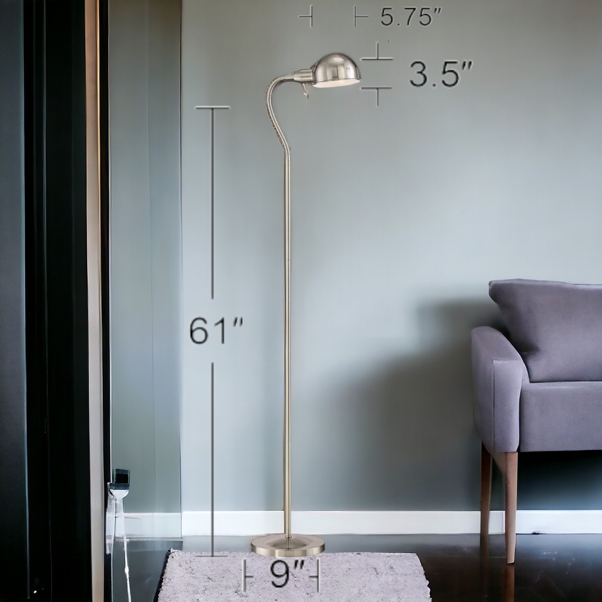 Tall Modern Standing Task Floor Lamp: Featuring a Satin Nickel Silver ...