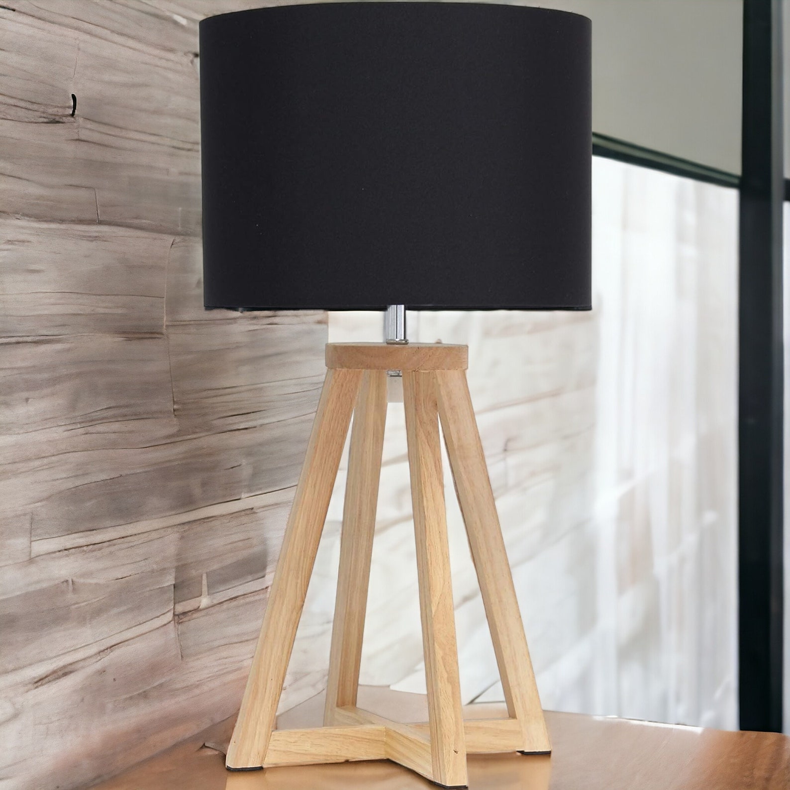 Retro Lamp Triangular Wooden Accent Lamp Natural Triangular Wooden ...