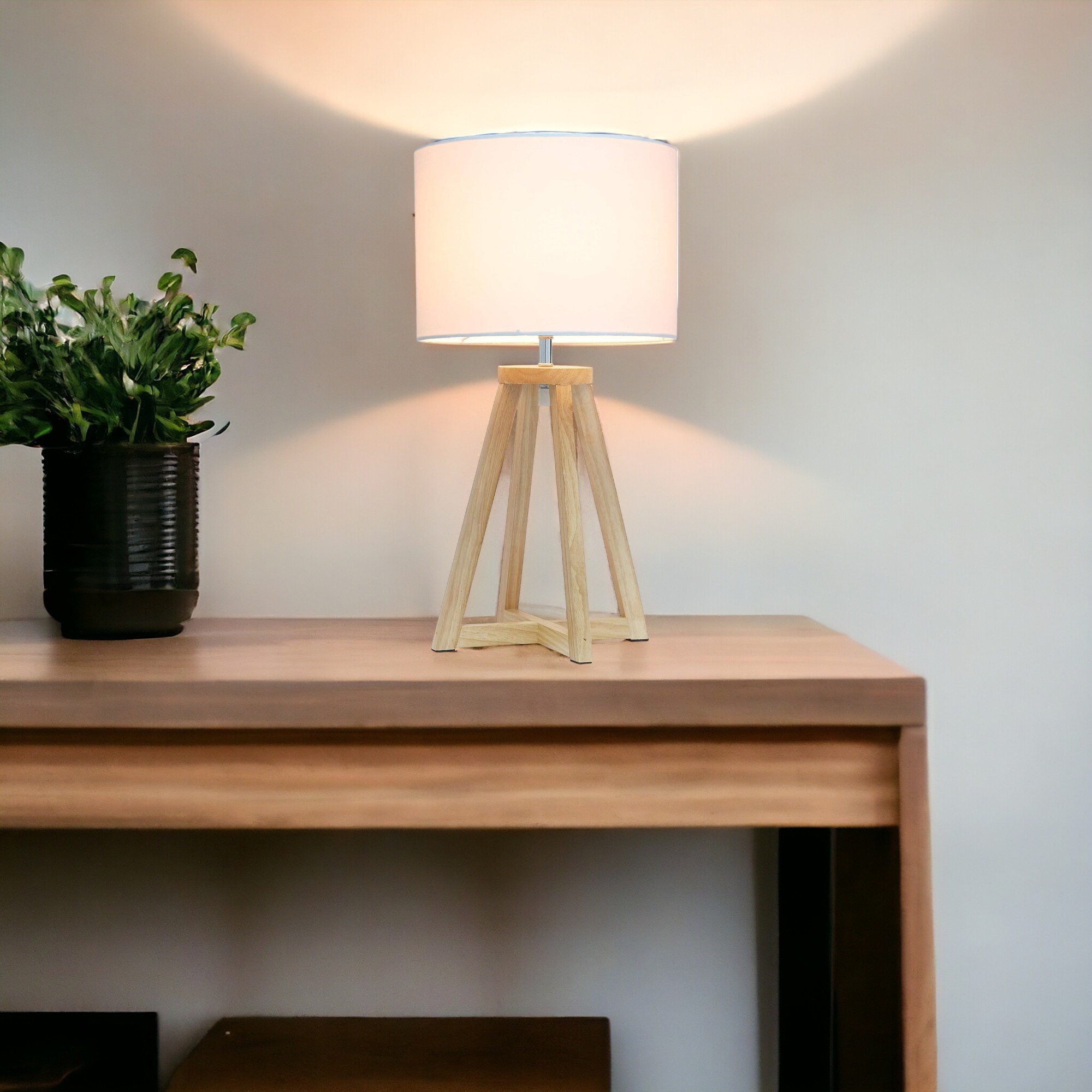 Retro Lamp Triangular Wooden Accent Lamp Natural Triangular Wooden ...