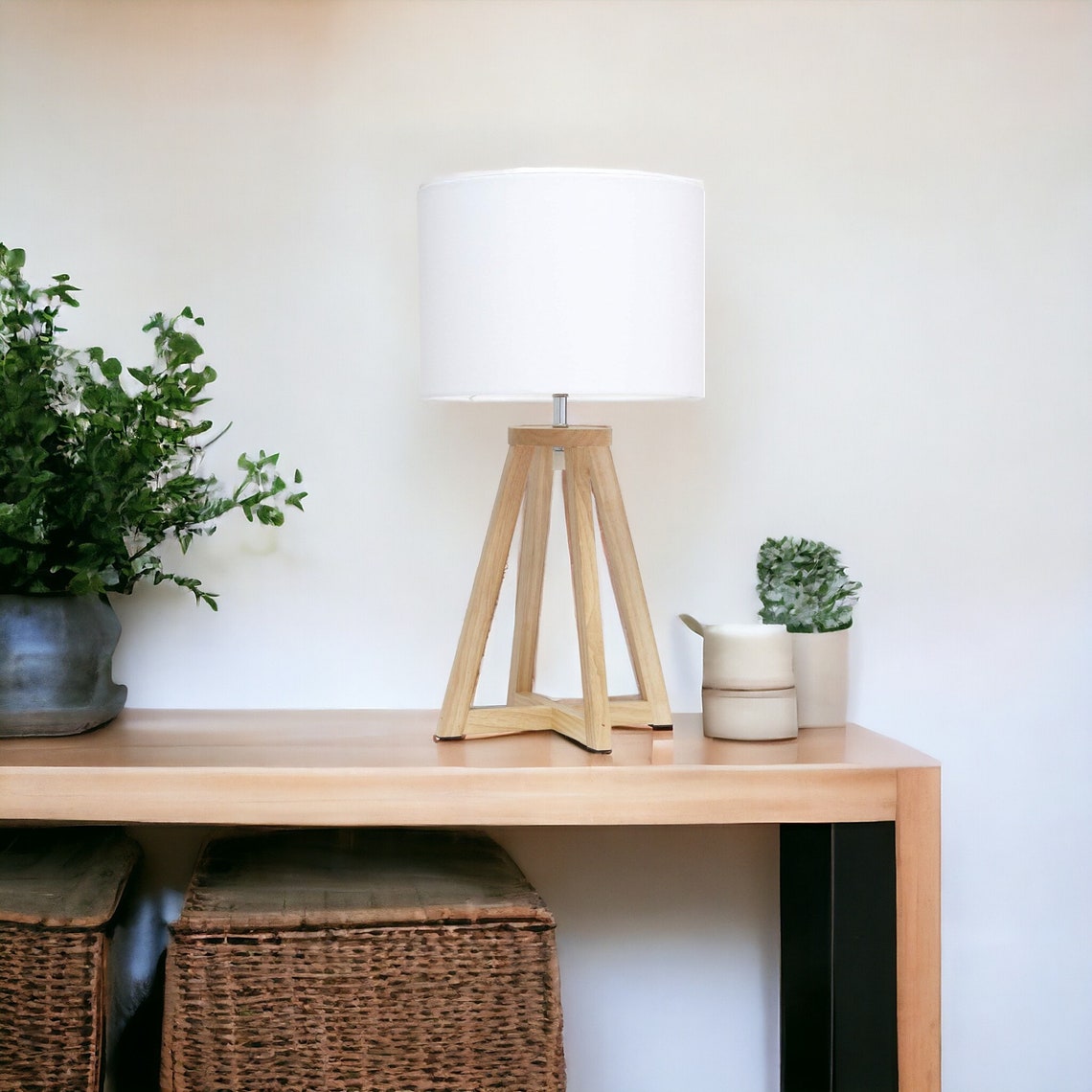 Retro Lamp Triangular Wooden Accent Lamp Natural Triangular Wooden ...