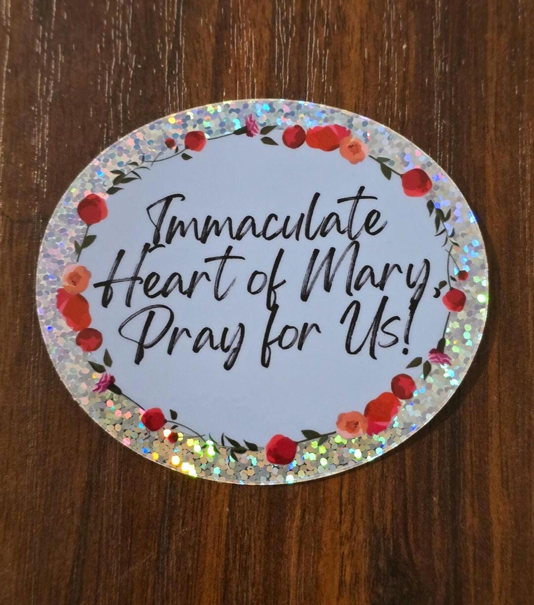 Immaculate Heart of Mary Glitter Sticker | Pray More | Inspirational ...