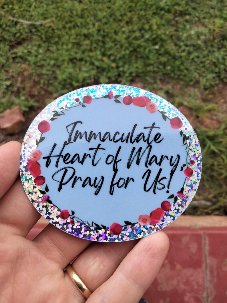 Immaculate Heart of Mary Glitter Sticker Pray More Inspirational ...