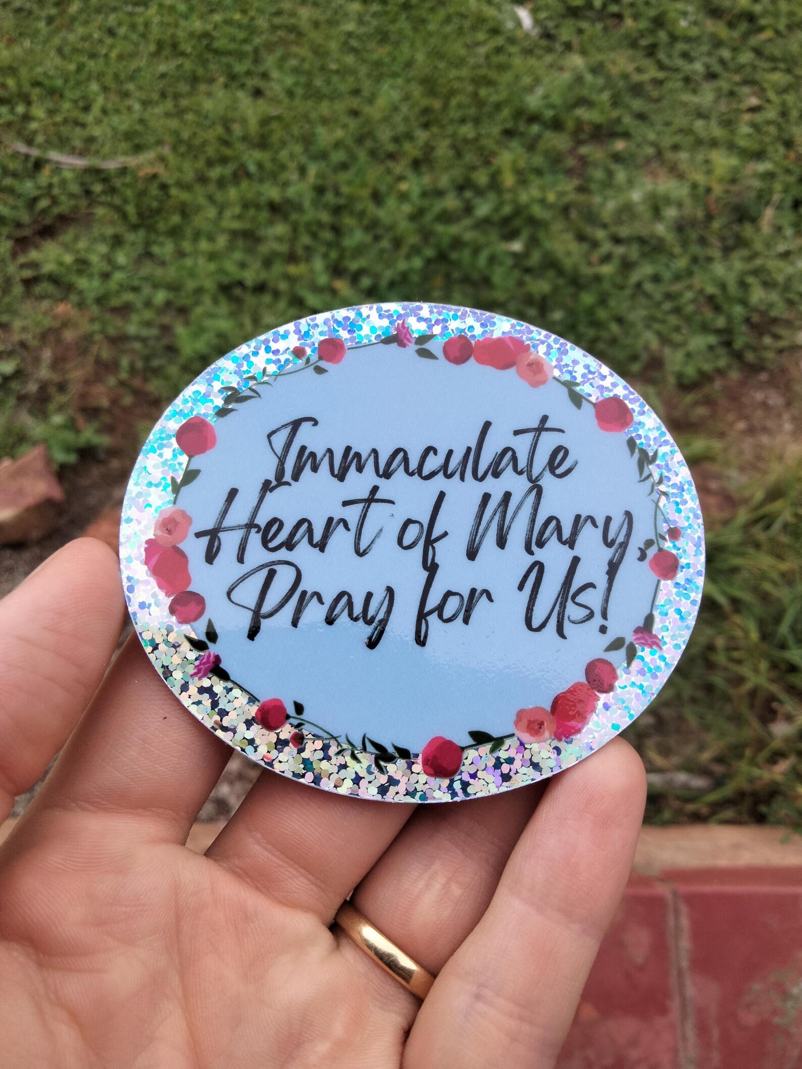 Immaculate Heart of Mary Glitter Sticker Pray More Inspirational ...