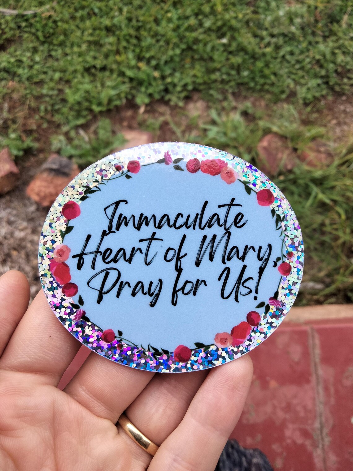 Immaculate Heart of Mary Glitter Sticker Pray More Inspirational ...