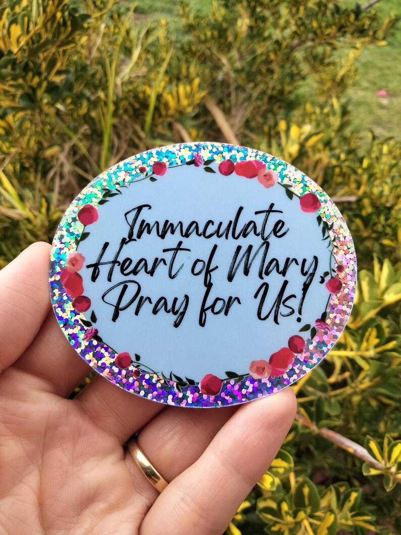 Immaculate Heart of Mary Glitter Sticker Pray More Inspirational ...