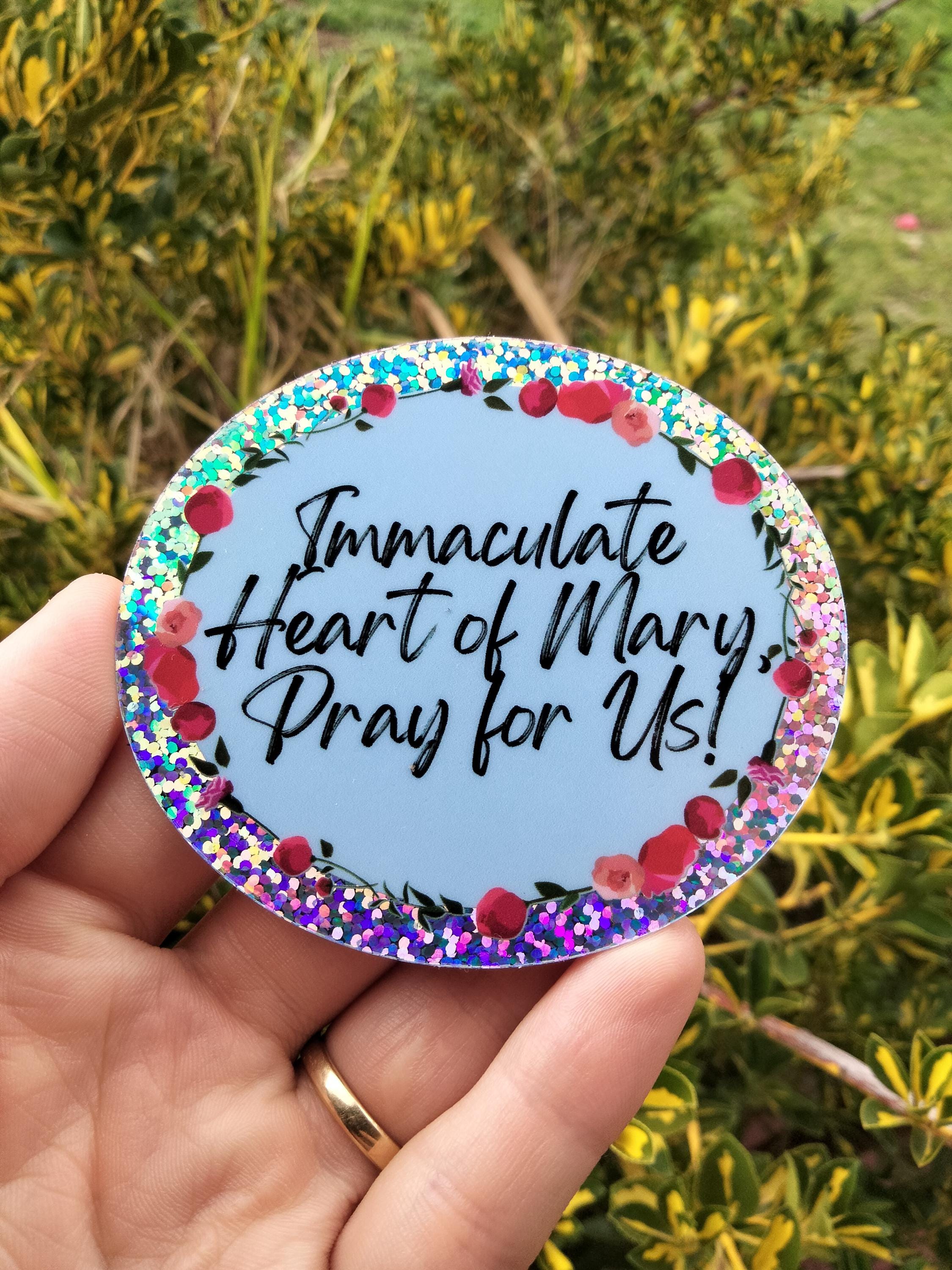 Immaculate Heart of Mary Glitter Sticker Pray More Inspirational ...
