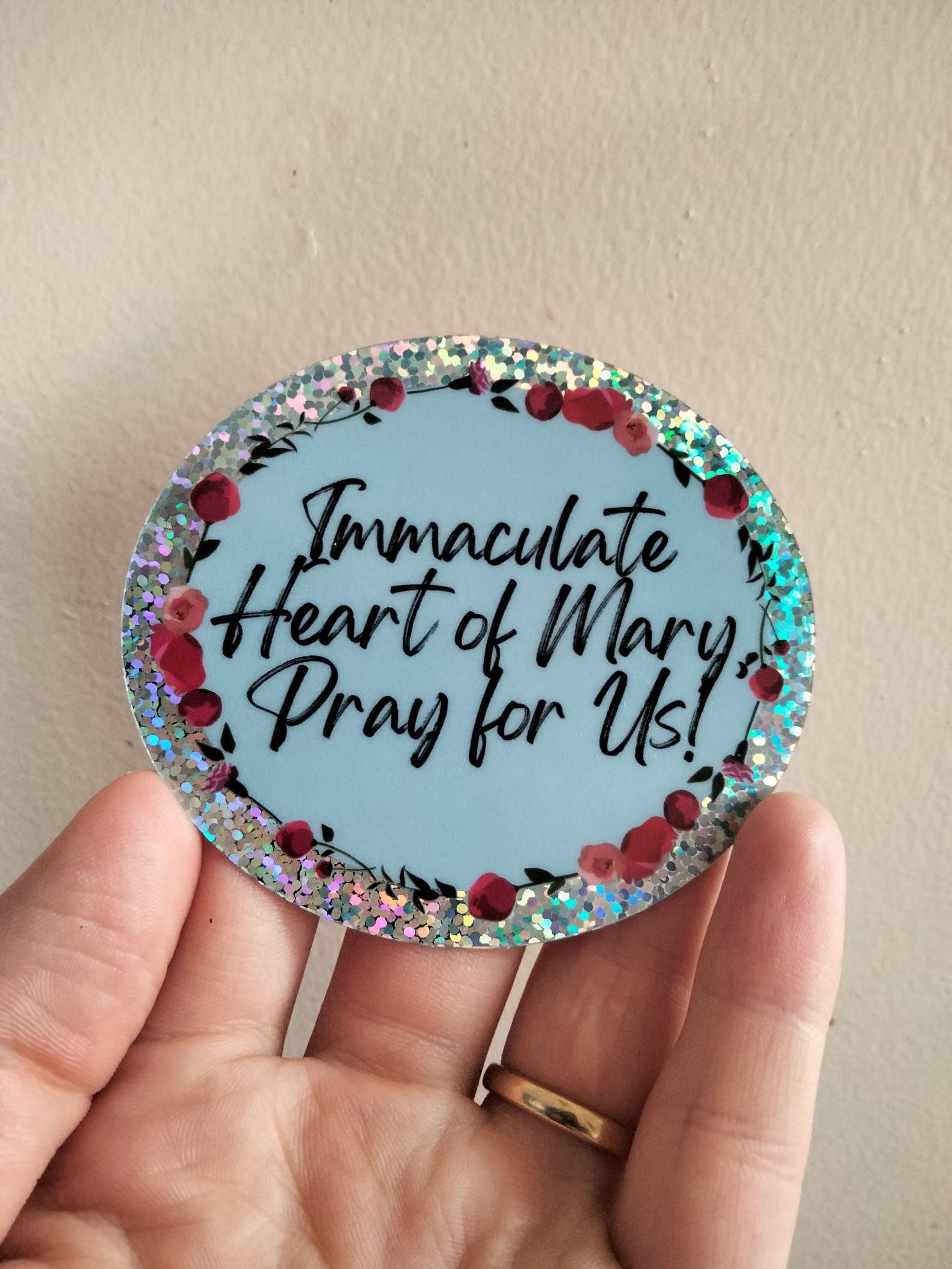 Immaculate Heart of Mary Glitter Sticker Pray More Inspirational ...