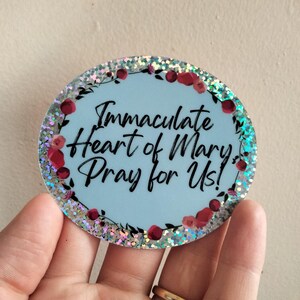 Immaculate Heart of Mary Glitter Sticker Pray More Inspirational ...