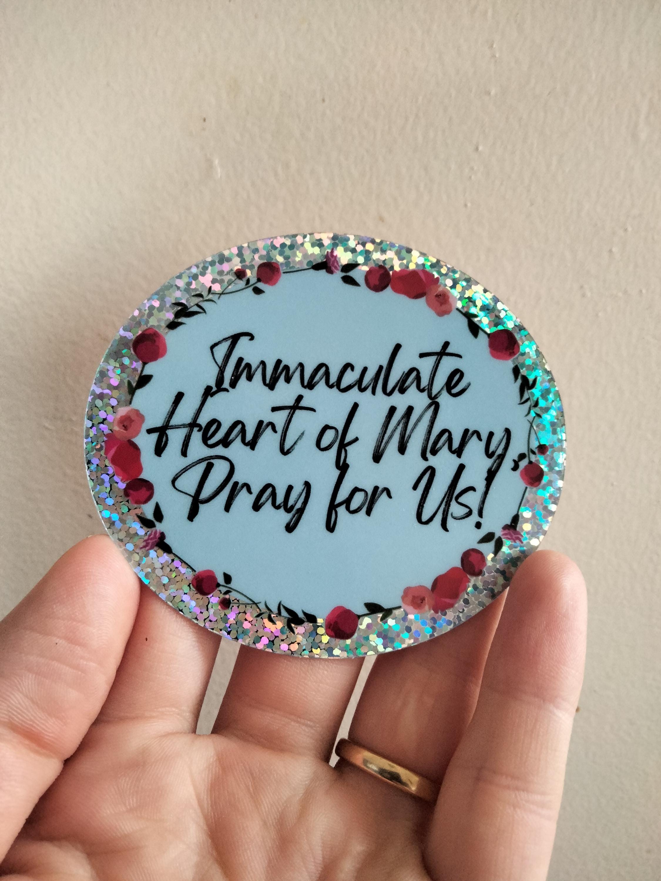 Immaculate Heart of Mary Glitter Sticker Pray More Inspirational ...