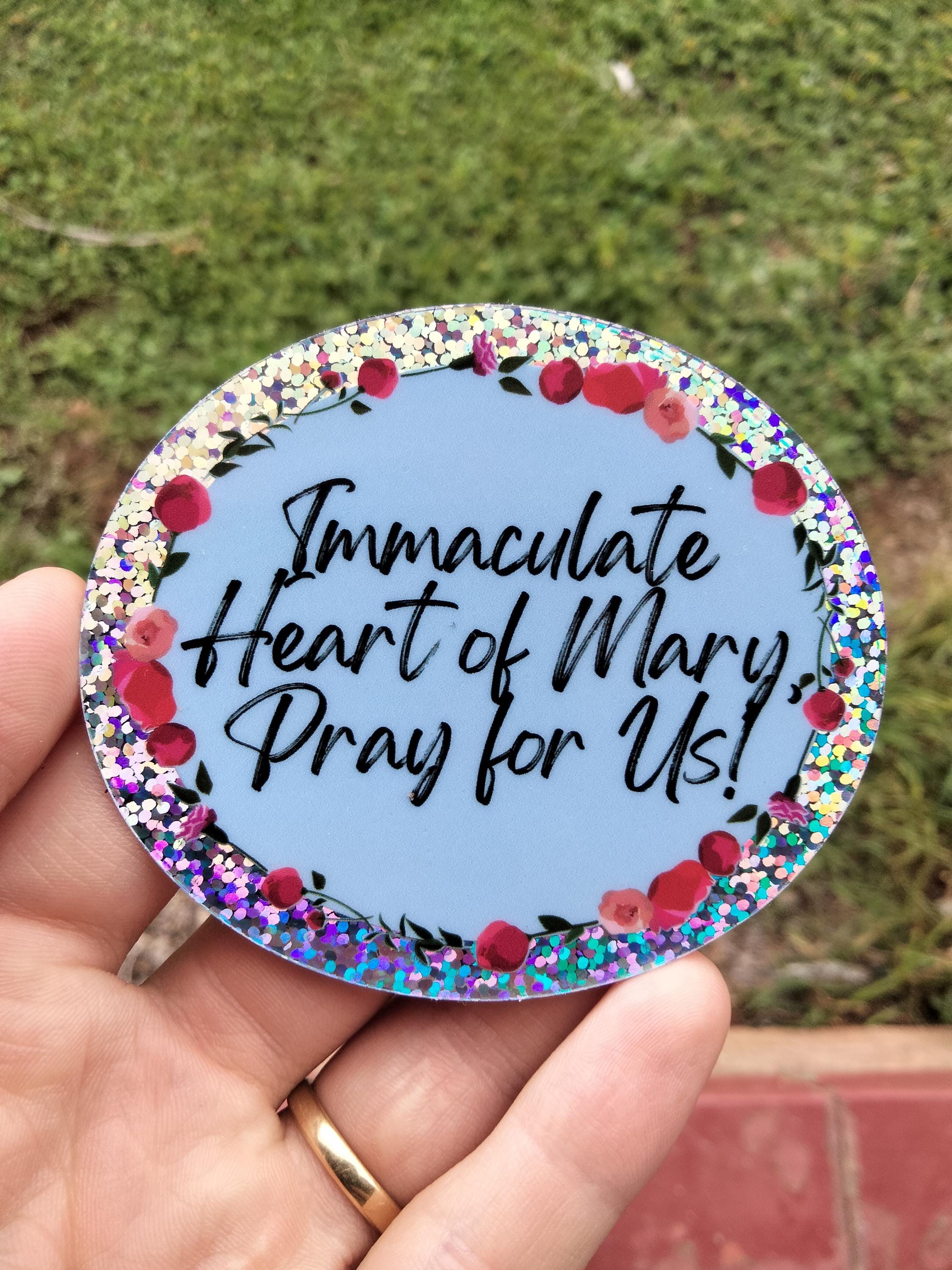 Immaculate Heart of Mary Glitter Sticker Pray More Inspirational ...