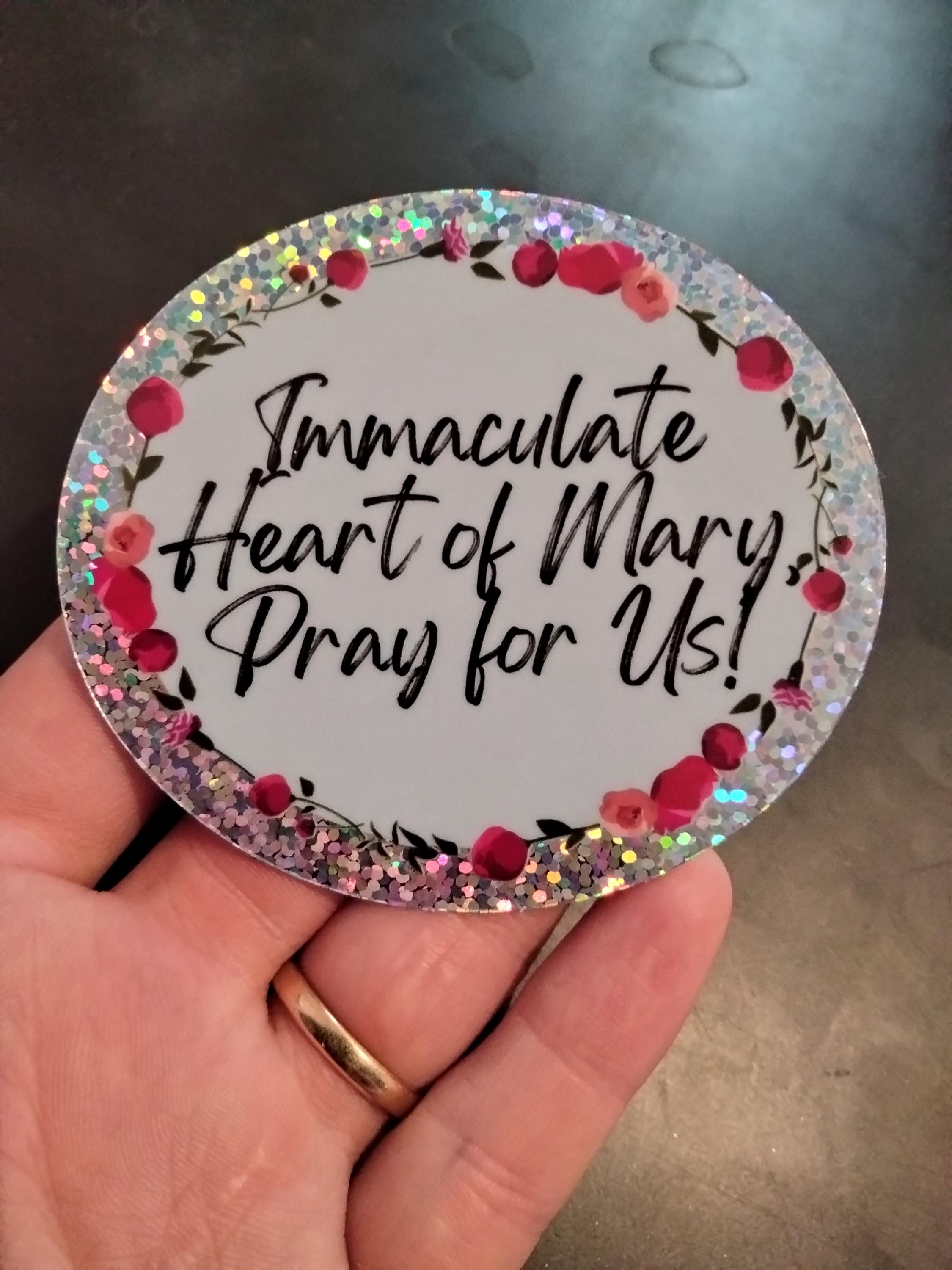 Immaculate Heart of Mary Glitter Sticker Pray More Inspirational ...