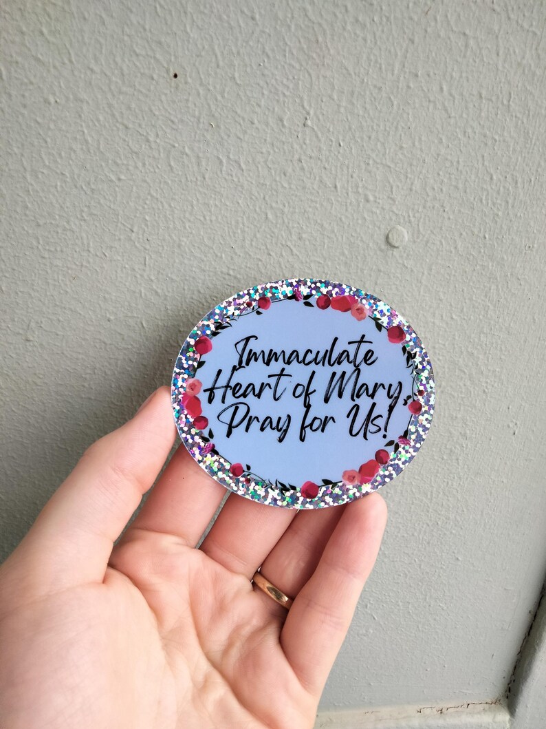 Immaculate Heart of Mary Glitter Sticker Pray More Inspirational ...