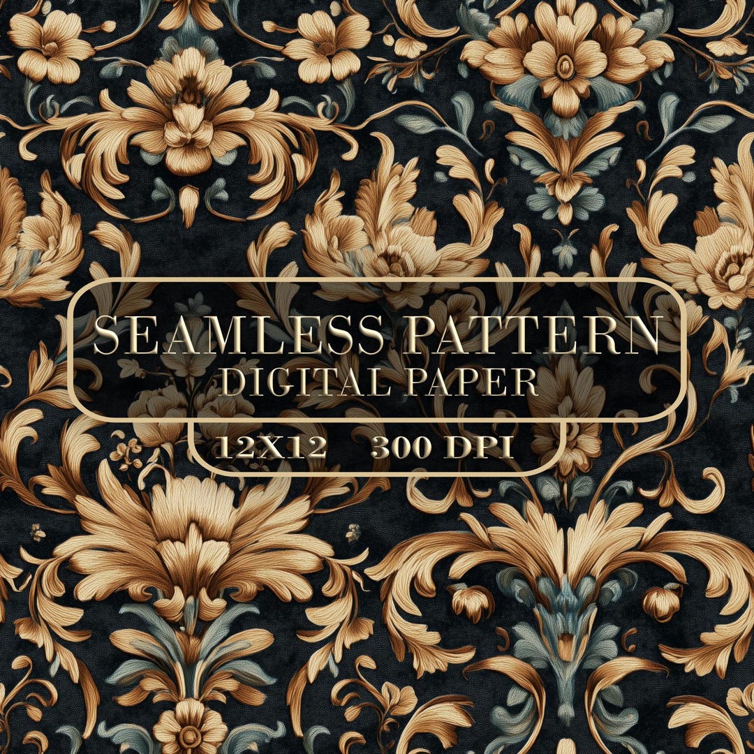 Embroidered Baroque Seamless Pattern for Crafting & Scrapbooking High ...