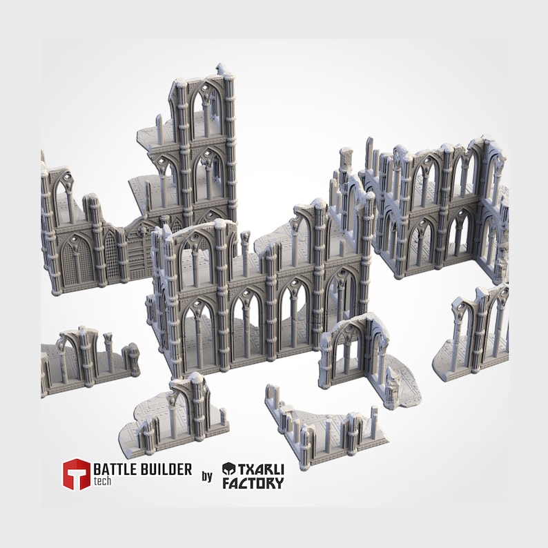 Gothic Cathedral Ruins Terrain Set for Warhammer 40K, Age of Sigmar ...