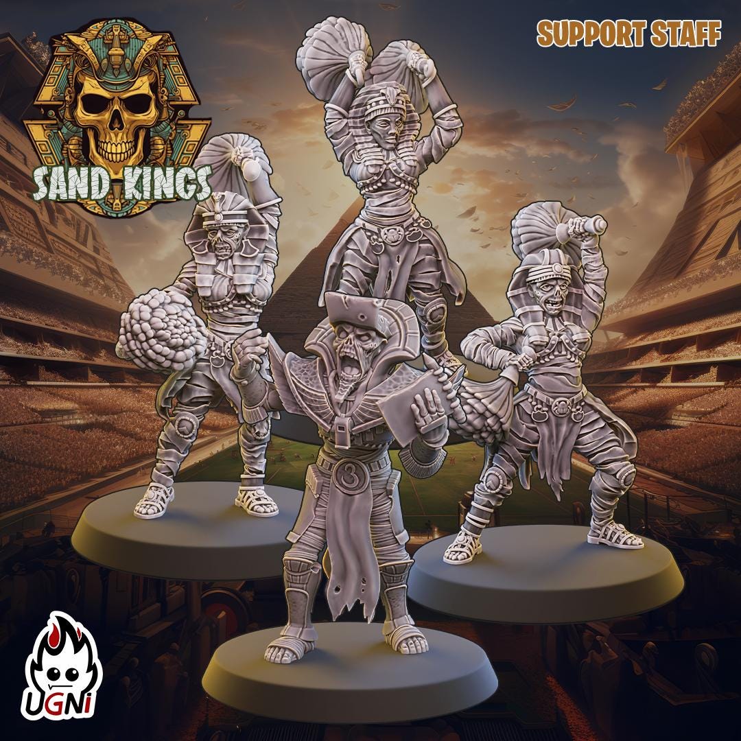 Sand Kings Coach and Cheerleaders by UGNI Tomb Kings Khermi Blood Bowl ...
