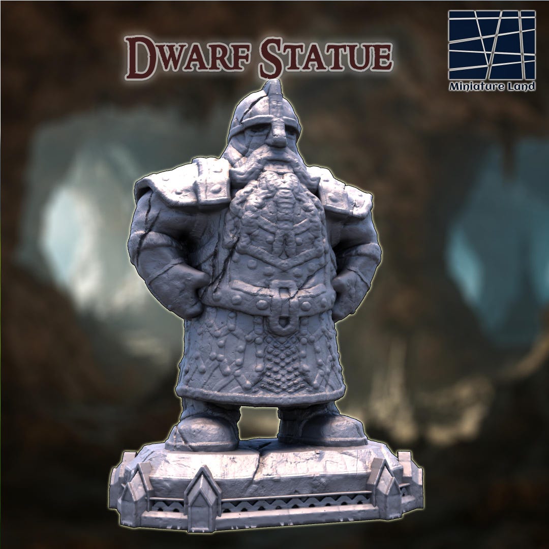 Large Dwarf Statue Terrain, 28mm 32mm Scale Scenery for D&D and ...