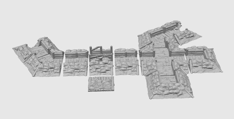 Modular Trench Terrain Set 28mm Wargaming Scenery Battlefield Scatter ...