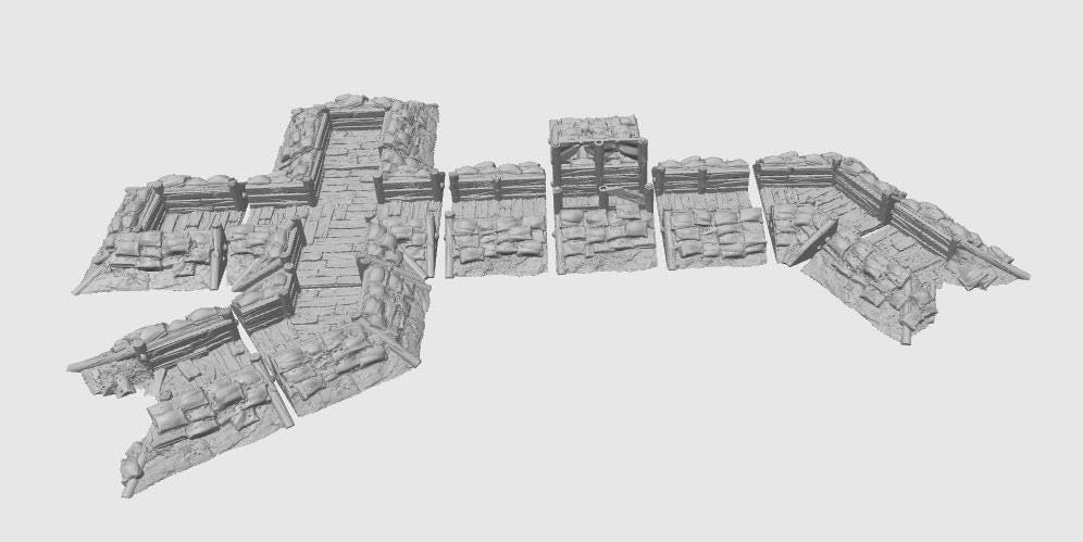 Modular Trench Terrain Set 28mm Wargaming Scenery Battlefield Scatter ...