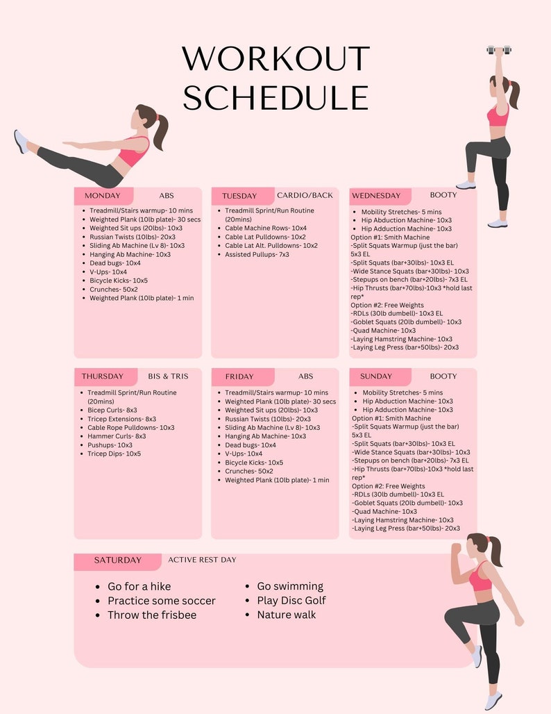 7 Day Workout Week Planner - Etsy
