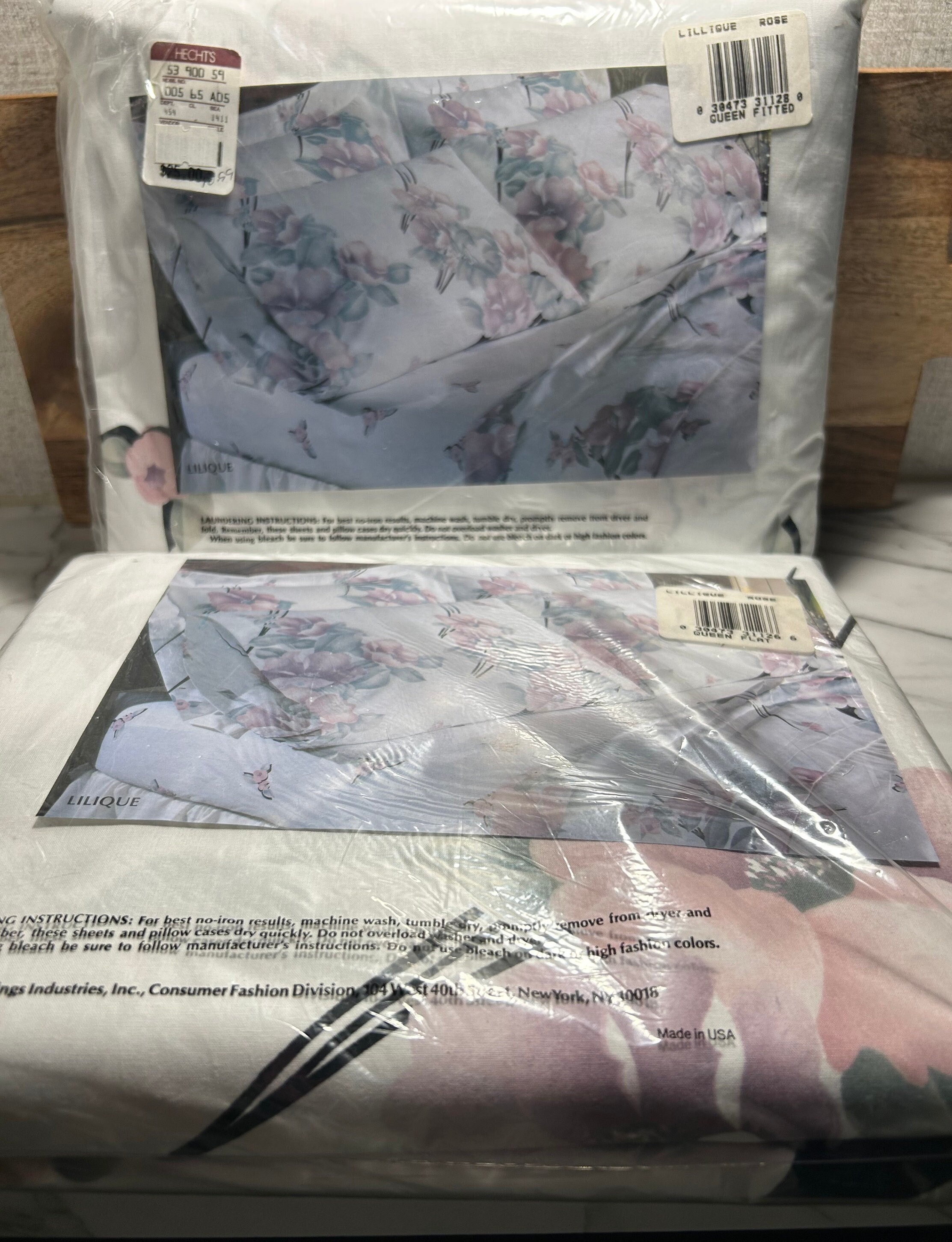 Vintage Springmaid Lillique Rose Queen Size Flat Sheet and Fitted Sheet ...